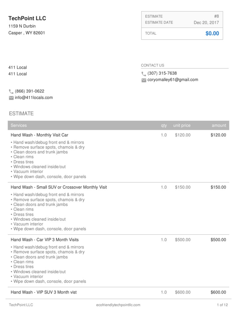 Techpoint LLC: Estimate | PDF | Paint | Tire