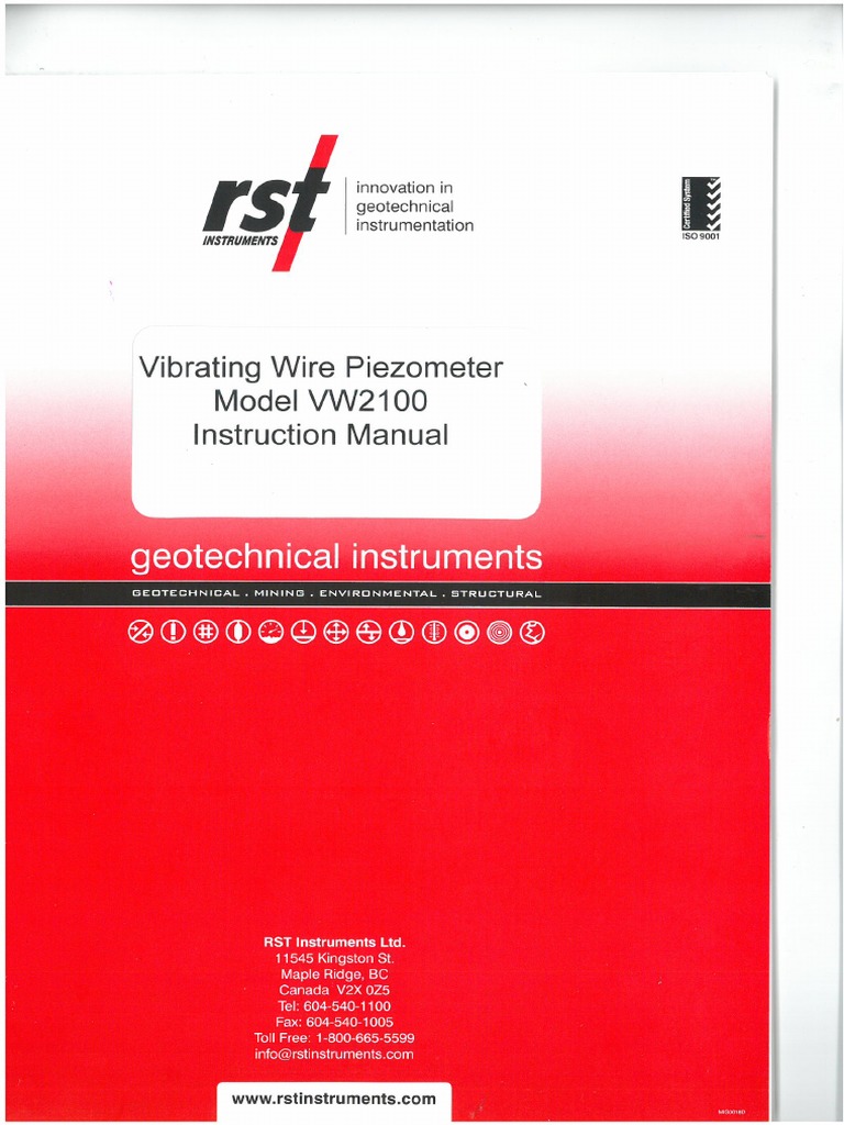 Vibrating Wire Piezometer Model VW2100 - Instruction Manual | PDF