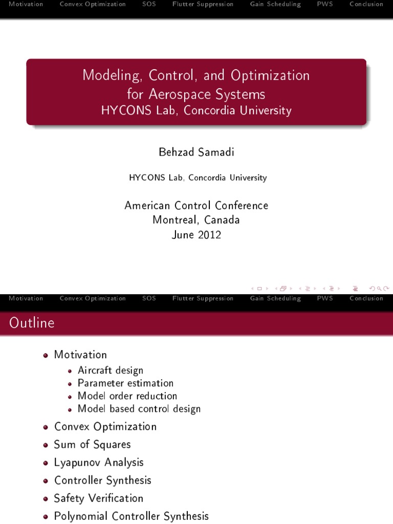 Aerospace Workshop American Control Conference 2012 | PDF | Mathematical Optimization | Control ...