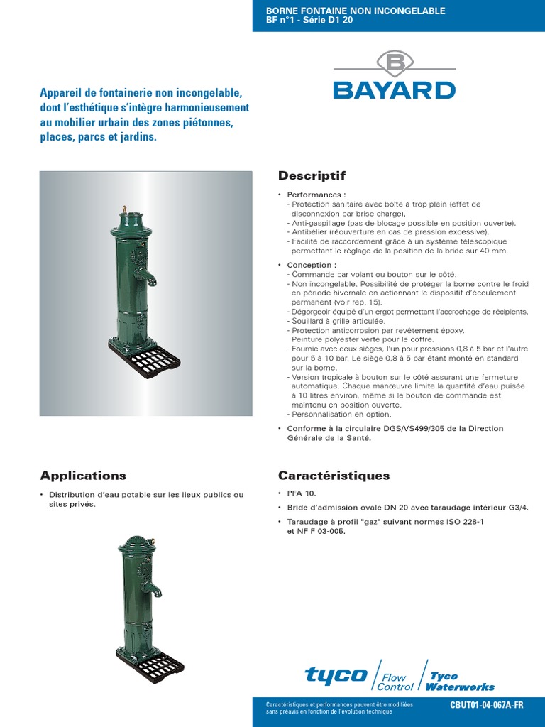 Borne Fontaine Bayard : Caractéristiques Techniques | PDF | Matériaux ...