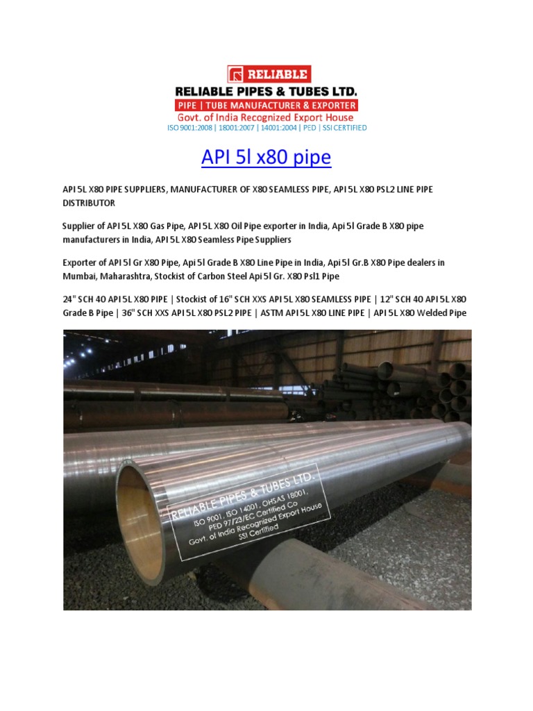 API 5l x80 pipe