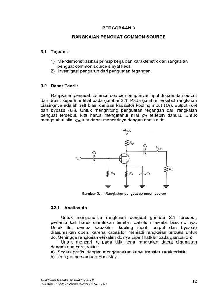 Perc - 3 Rangkaian Penguat Common Source | PDF