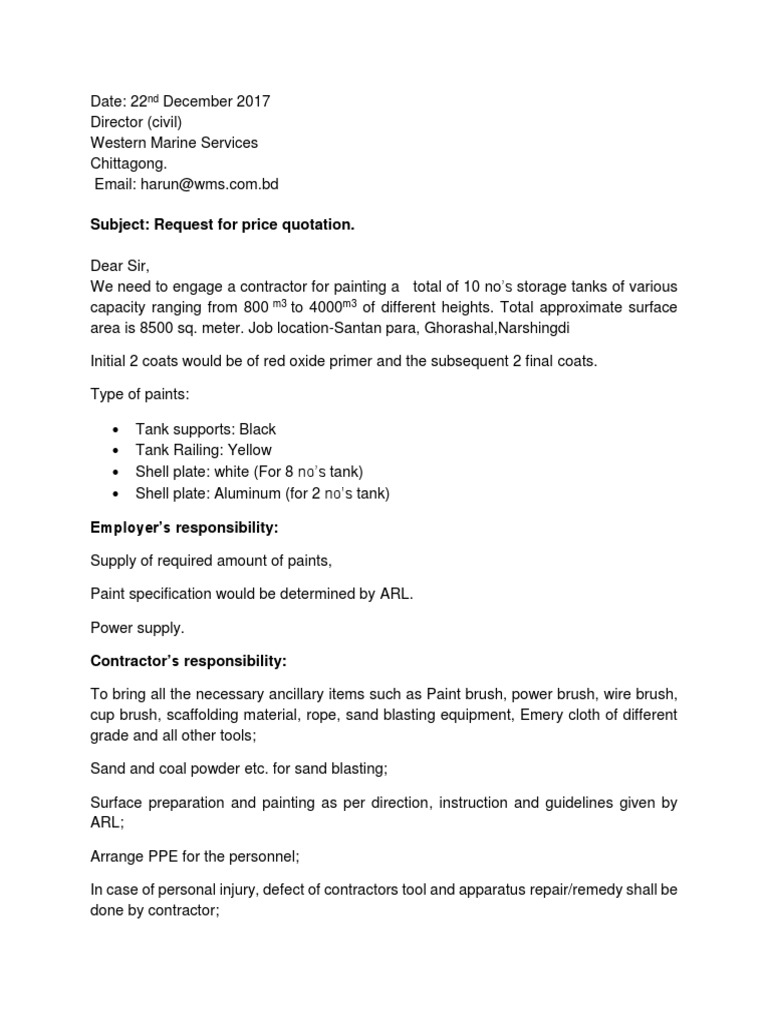 Tank Paint Price Quotation | PDF