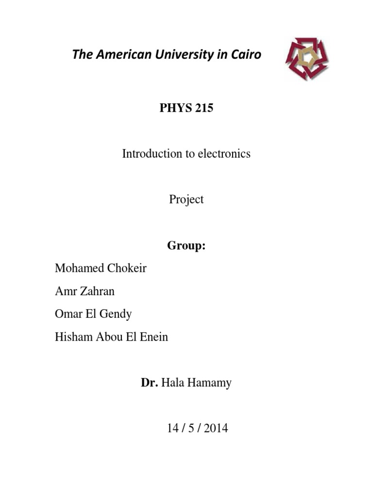 Phy 215 Project Report Paper | PDF | Physical Quantities | Electronics