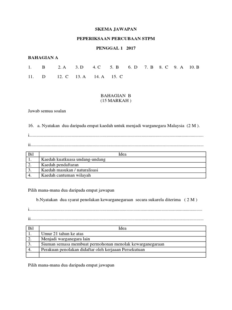 Pengajian Am Negeri Kelantan Skema | PDF