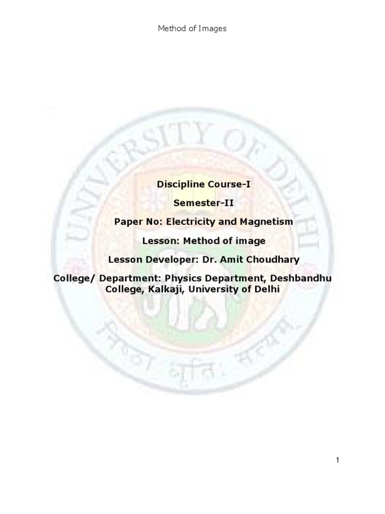 Method of Image | PDF | Electric Charge | Electric Field