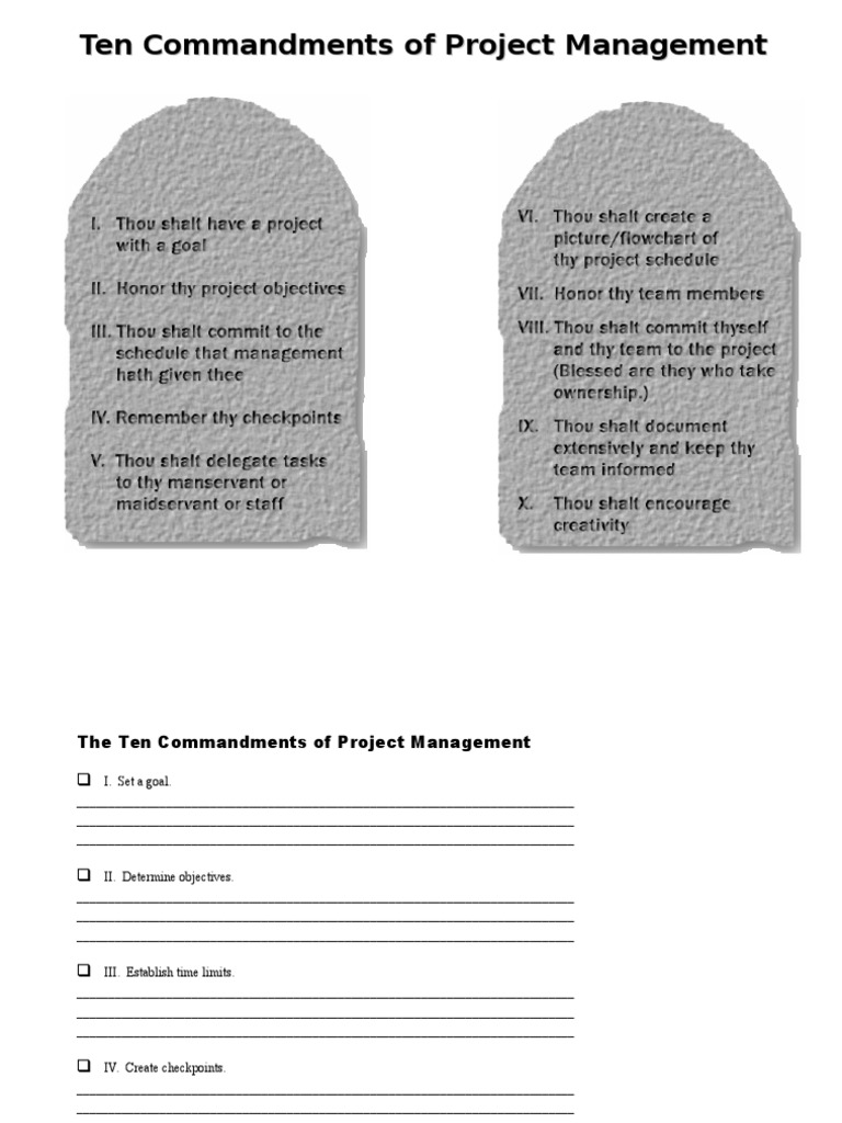 Ten Commandments of Project Management | PDF | Project Management ...
