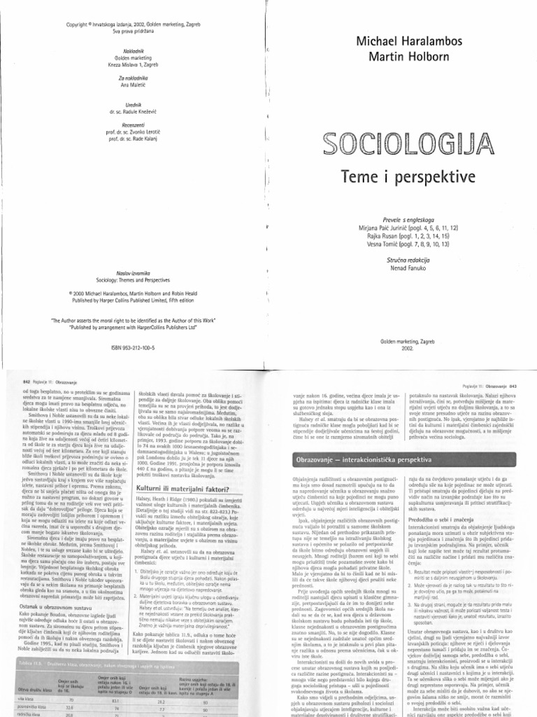 Sociologija - Haralambos - 2 | PDF
