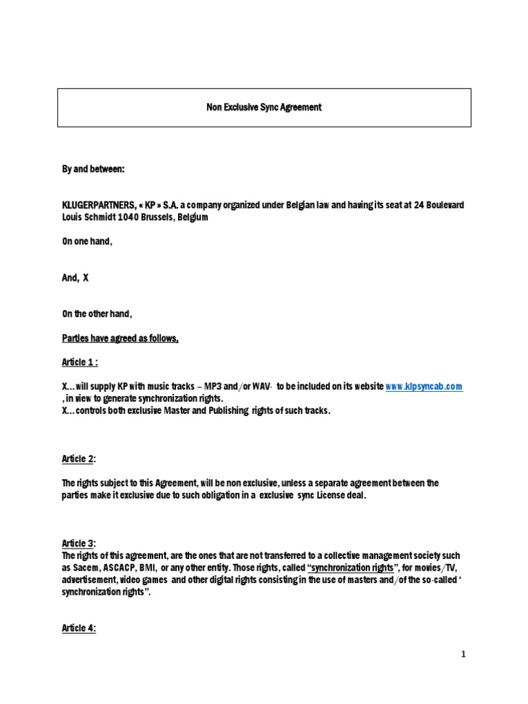 Sync Template Agreement | PDF
