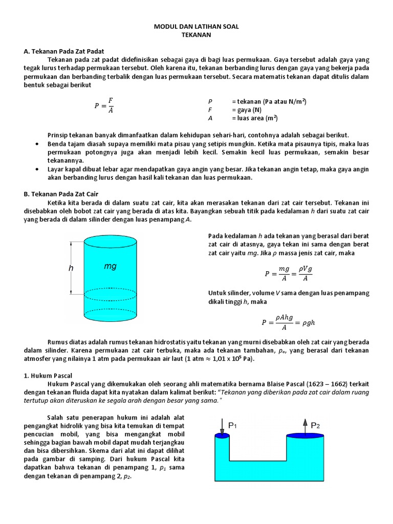 Modul Materi Dan Latihan Soal Tekanan | PDF