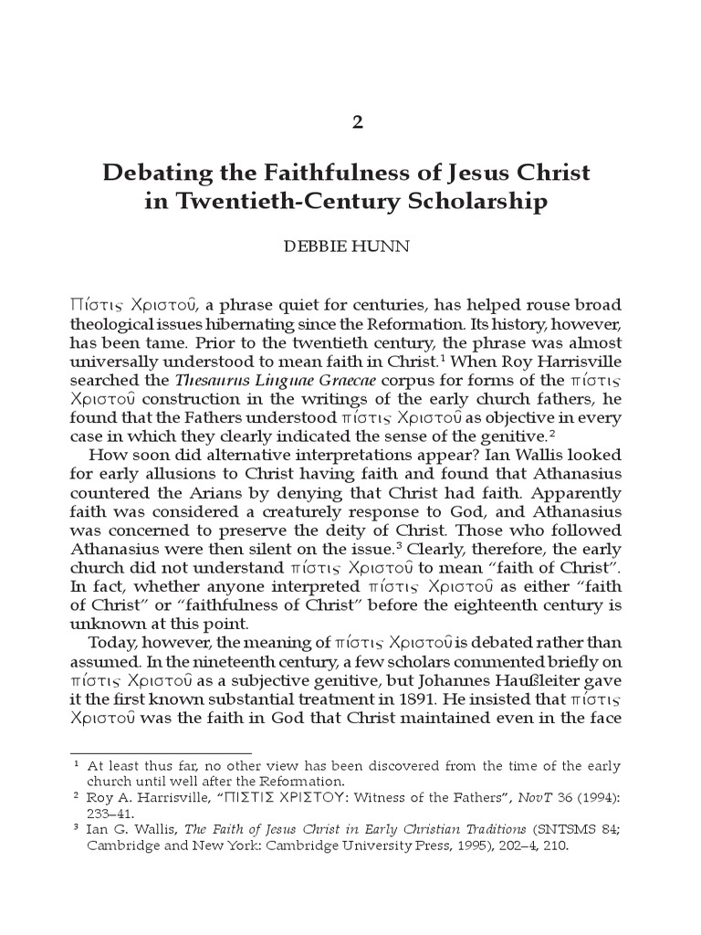 Twentieth-Century Debate on Pistis Christou | PDF | Justification ...