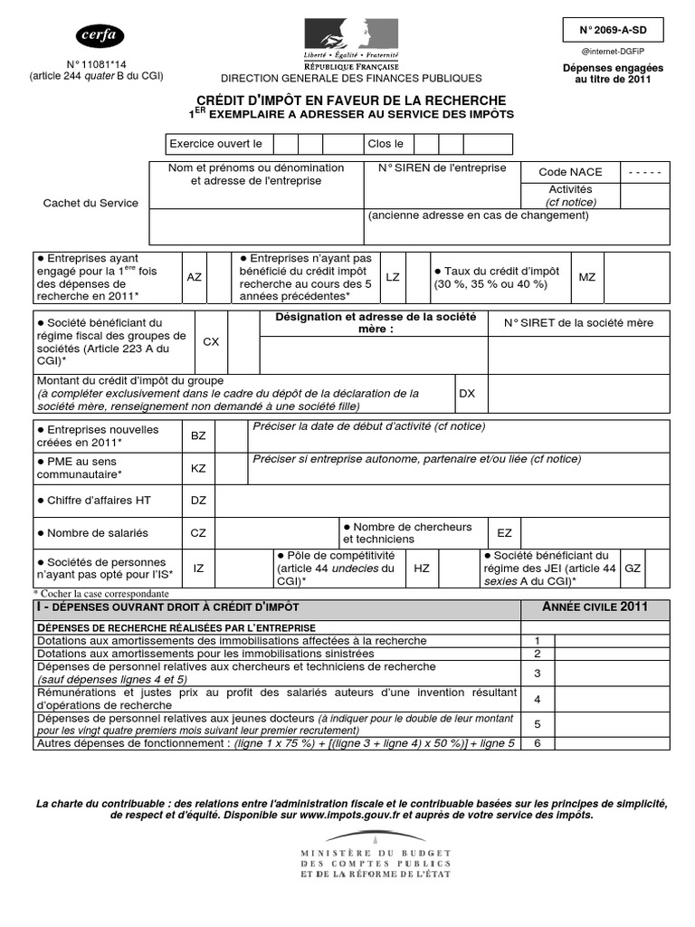 CERFA 2069 a SD Depenses 2011 | Subvention | Impôts
