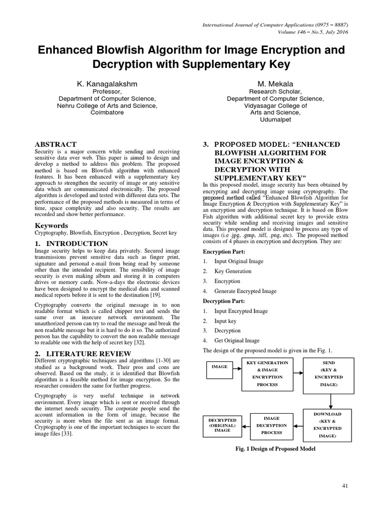 Enhanced Blowfish Algorithm For Image Encryption and | PDF | Cryptography | Key (Cryptography)