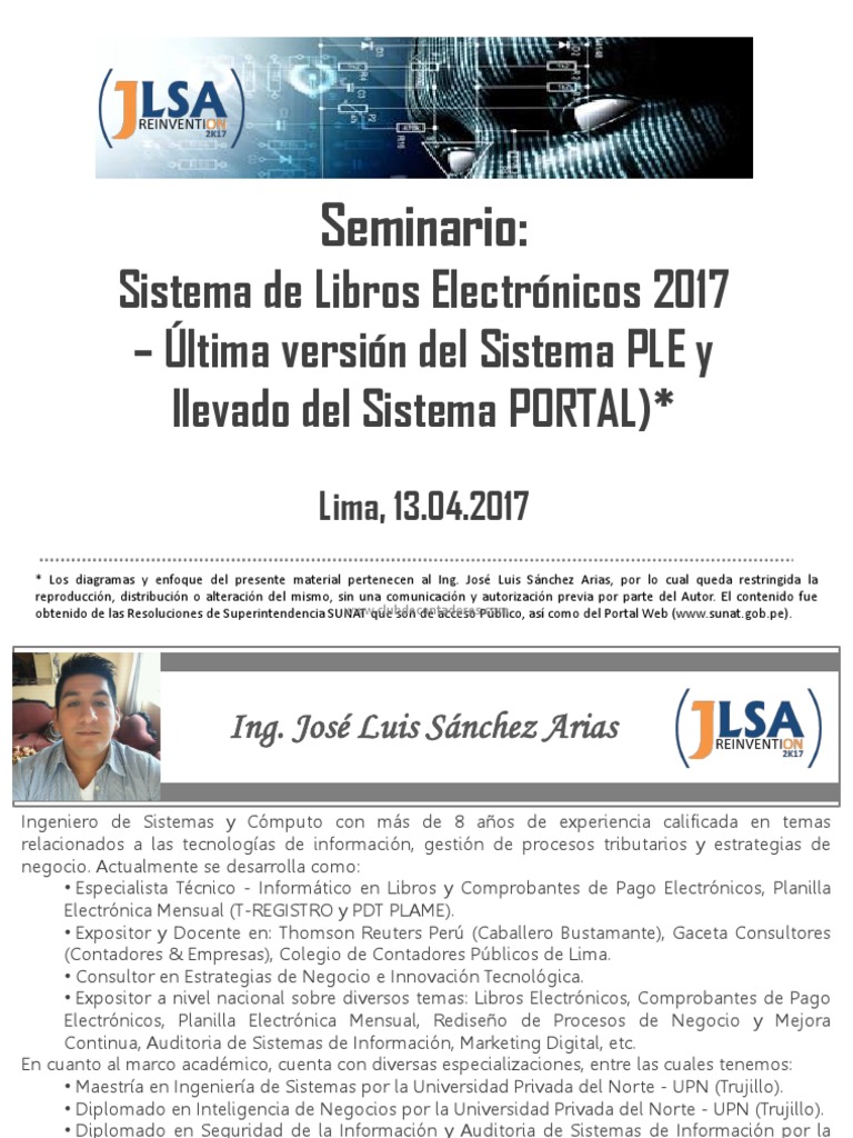 Seminario Libros Electrónicos PLE SUNAT - CCPL | PDF | Archivo de ...