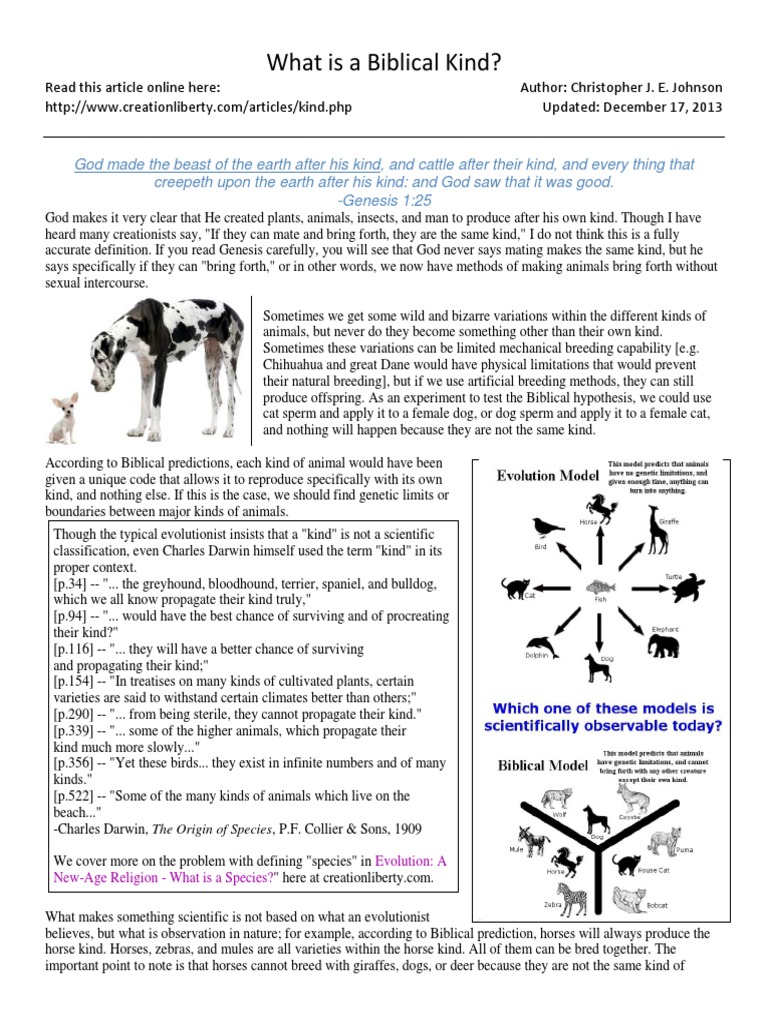 What Is A Biblical Kind? | PDF | Creationism | Selective Breeding