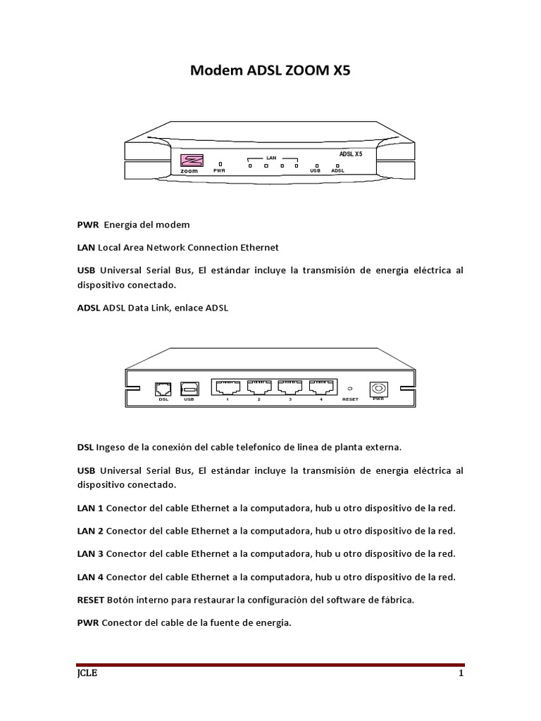 Manual Modem ADSL ZOOM X5 | PDF | USB | Red de computadoras