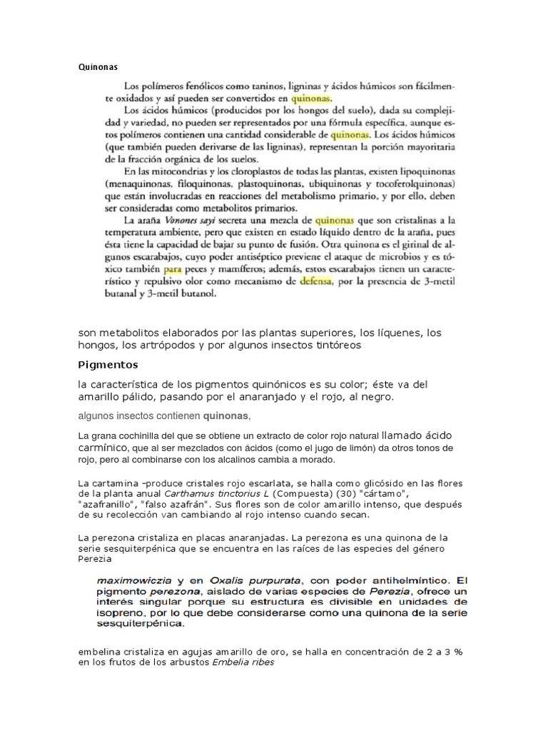 Tipos y propiedades de las quinonas | PDF | Sustancias químicas | Química