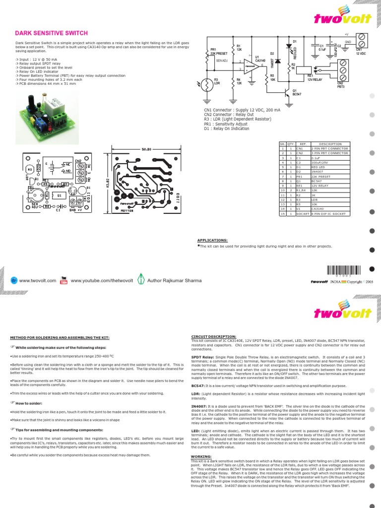 Dark Sensitive Switch 1 | PDF | Relay | Switch