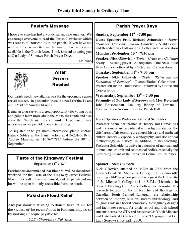 2010 - Twenty-Third Sunday in Ordinary Time | PDF | Confirmation | Baptism