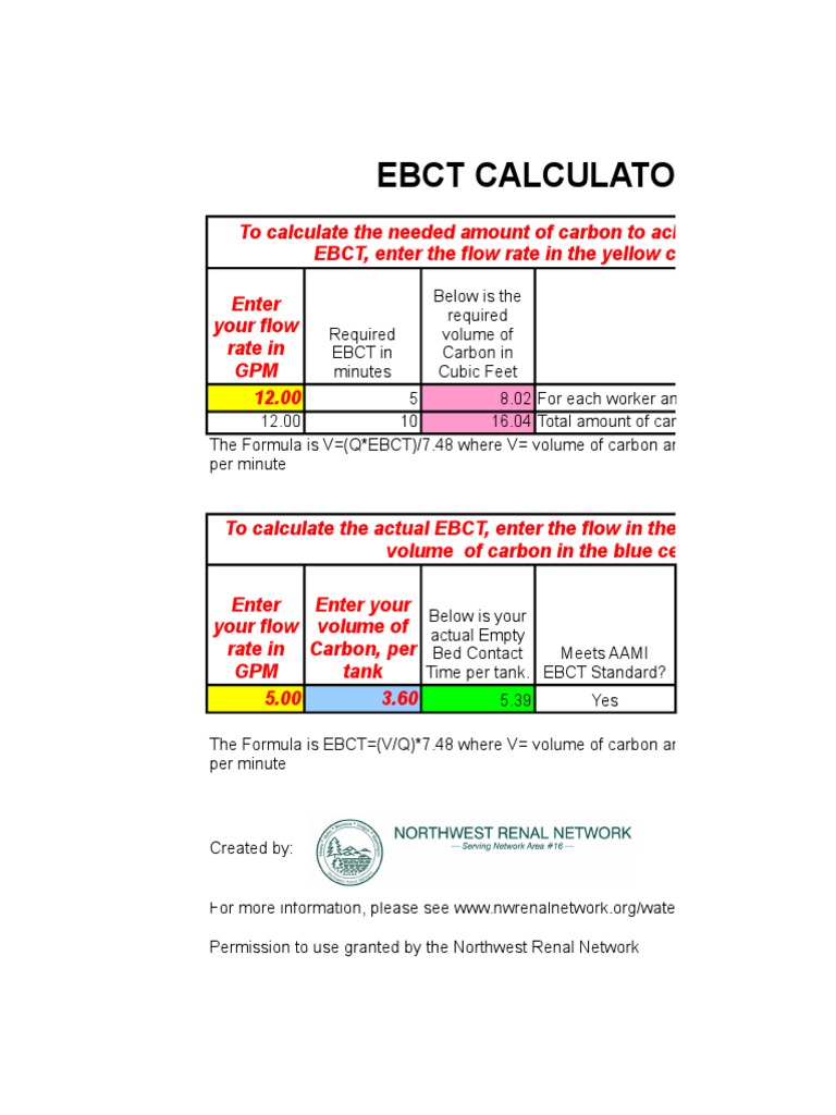 EBCT Calculation and Carbon Volume Guide | PDF | Flow Measurement | Gallon