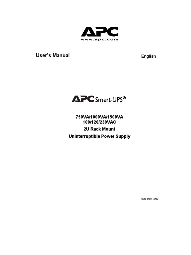 User Manual APC 750 - 1000 - 1500RM2U English Rev02 | PDF | Battery ...