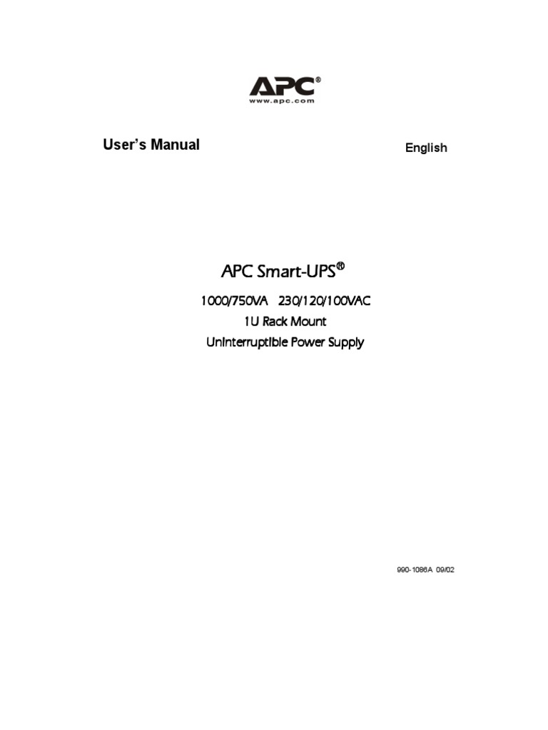 User Manual APC 750_1000RM1U English REV03 | Mains Electricity ...