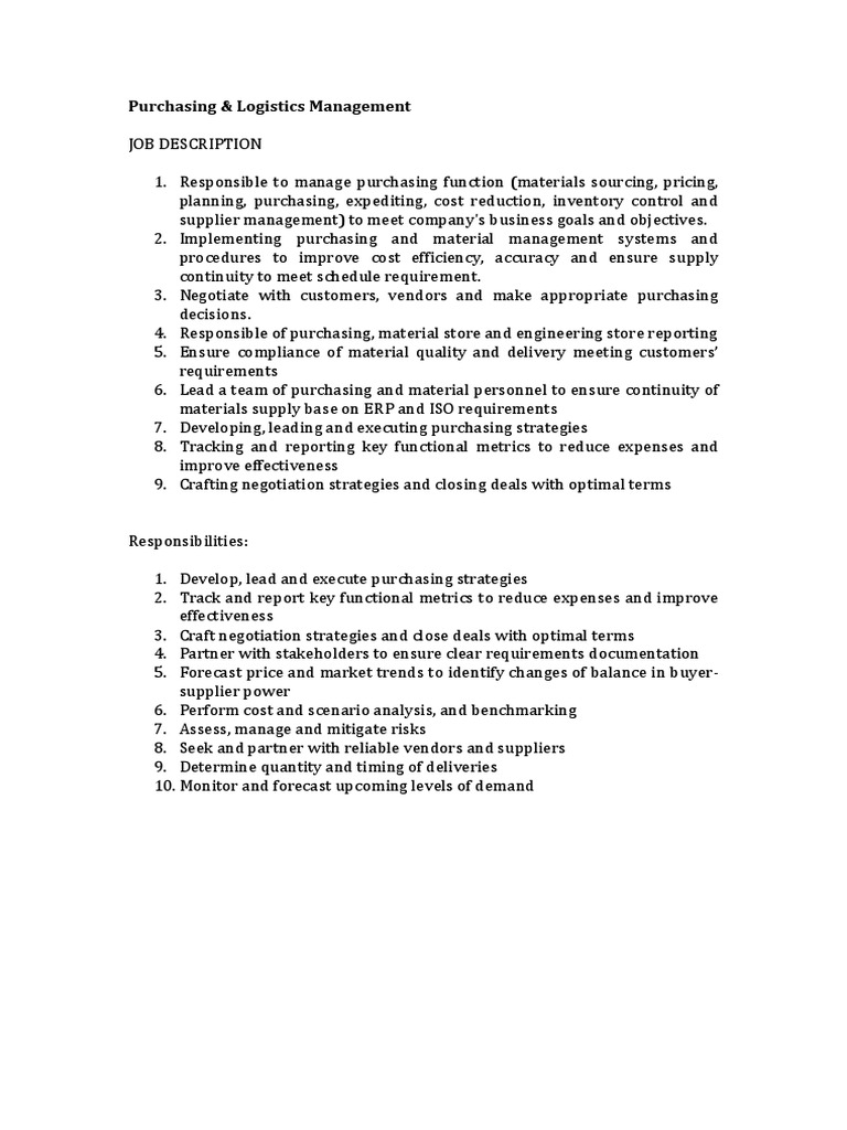 Purchasing & Logistics Management | PDF