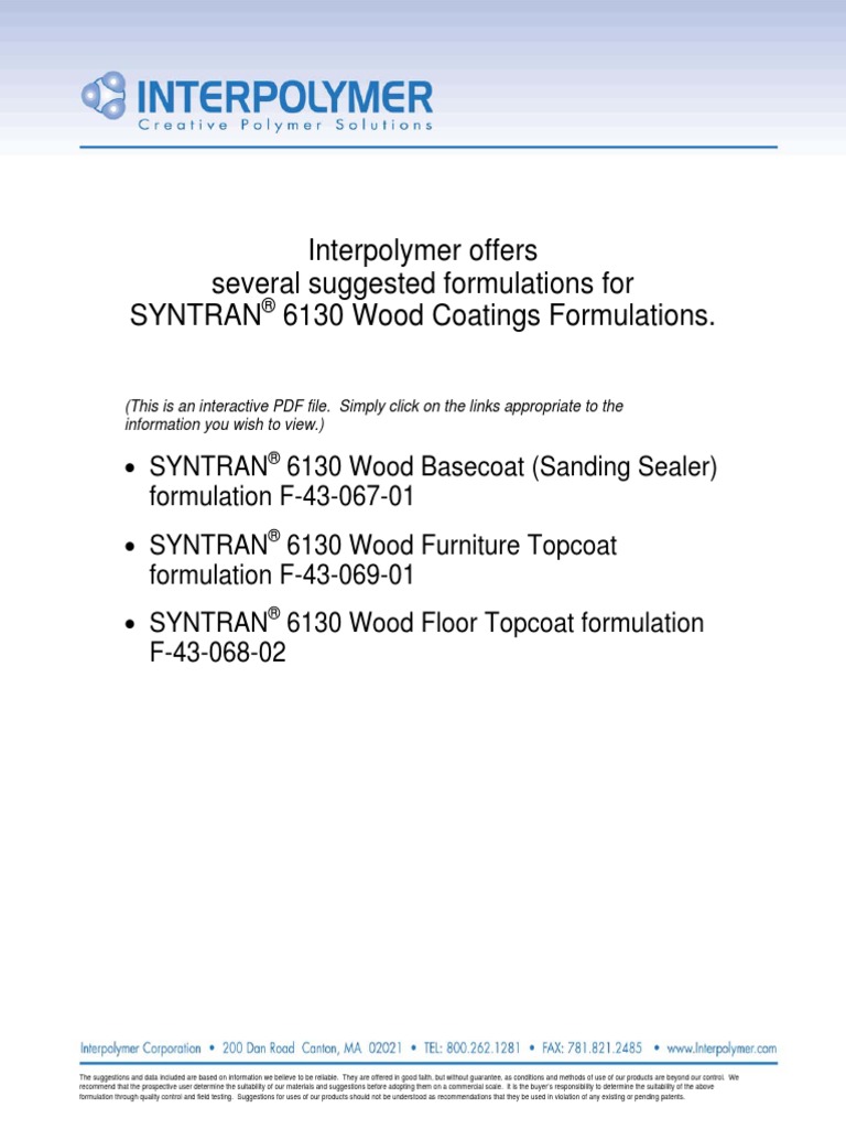 Syntran 6130 PDF | PDF | Polyurethane | Poly(Methyl Methacrylate)