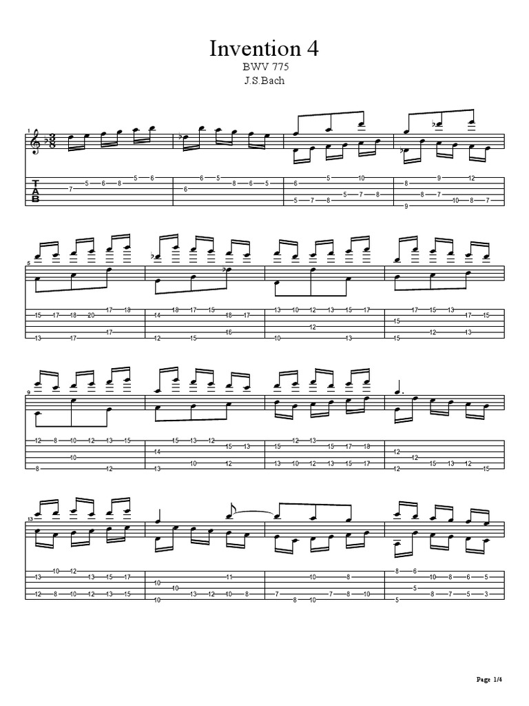 Invention 4: BWV 775 J.S.Bach | Download Free PDF | Public Domain Music ...