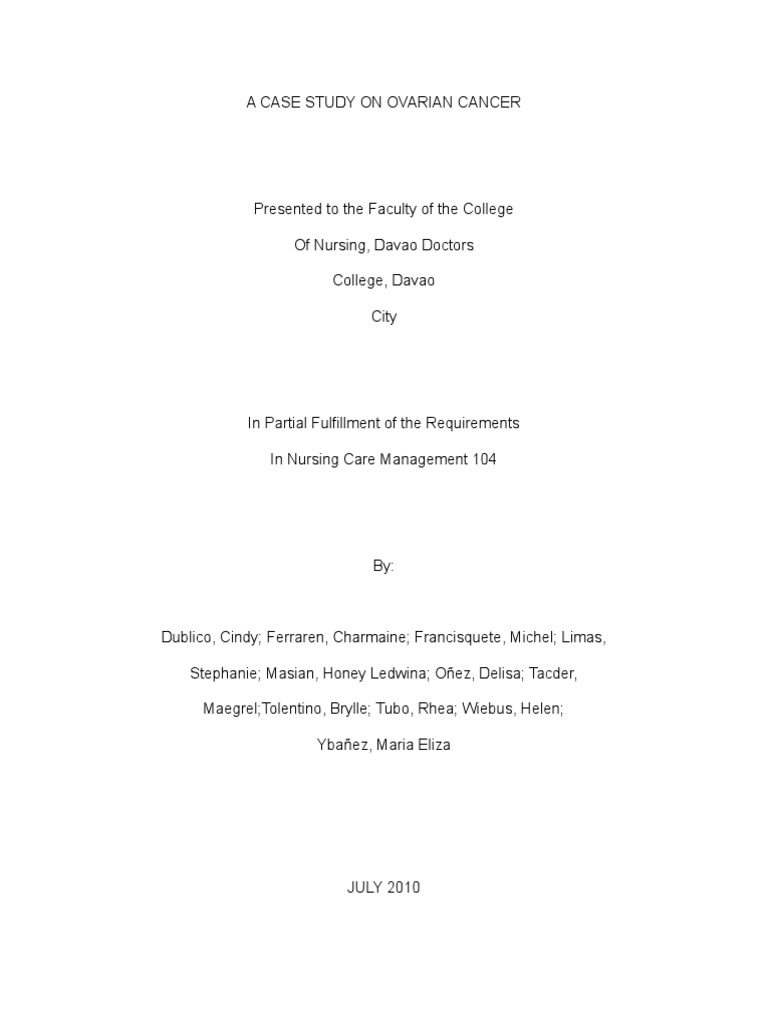 A Case Study On Ovarian Cancer | PDF