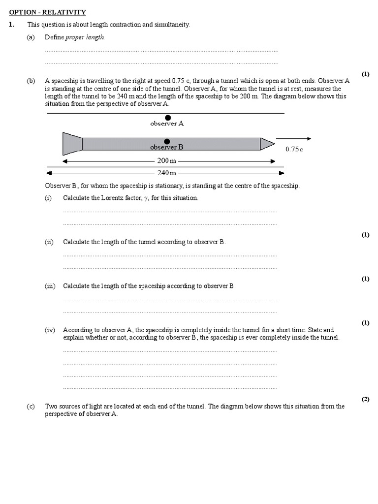 Option - Relativity | PDF | Special Relativity | Spacetime