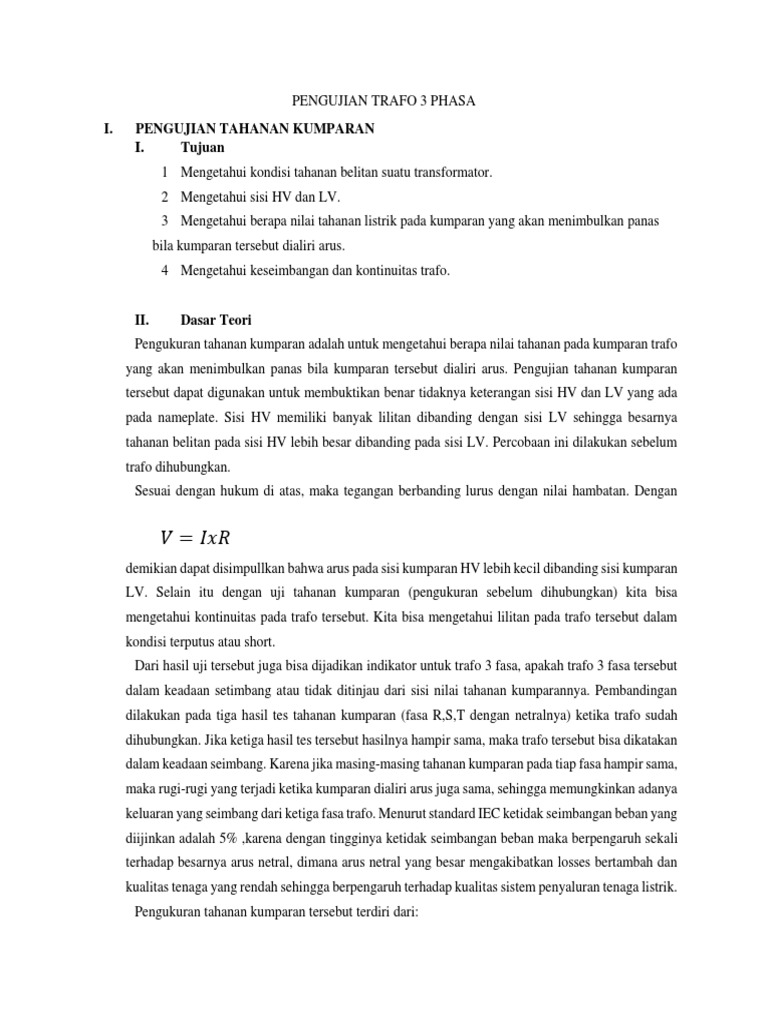 Pengujian Trafo 3 Phasa | PDF