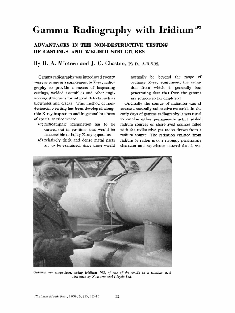 Iridium 192 in Gamma Radiography | PDF | Gamma Ray | Radiography