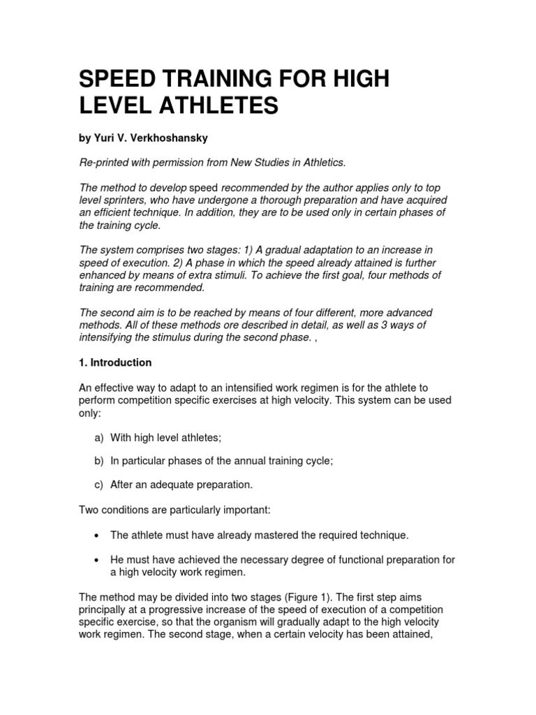 High-Speed Training for Elite Athletes | PDF | Track And Field ...