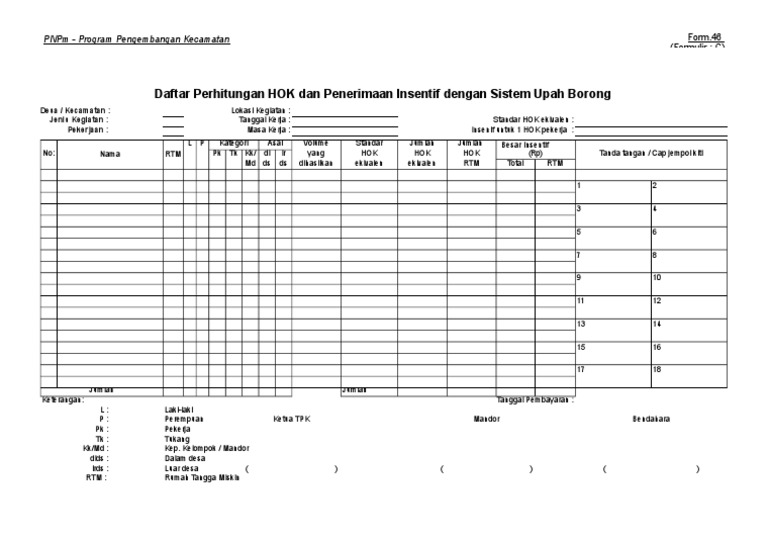 Form 46 Hok Sisitem Borongan Form C Infras Edit RTM | PDF