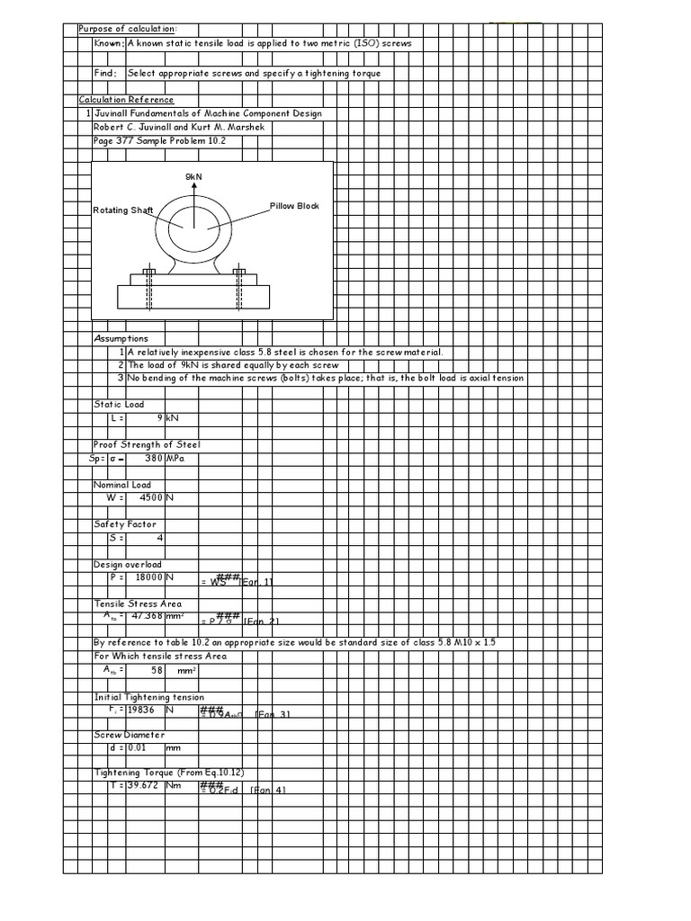 Tightening Torque Calculation For Screw V0001 | PDF | Screw | Stress ...