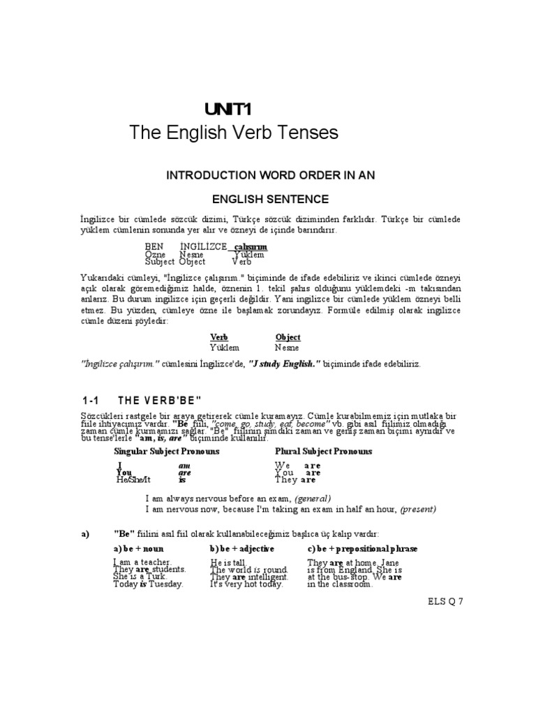 Unit1 Verb Tenses | PDF