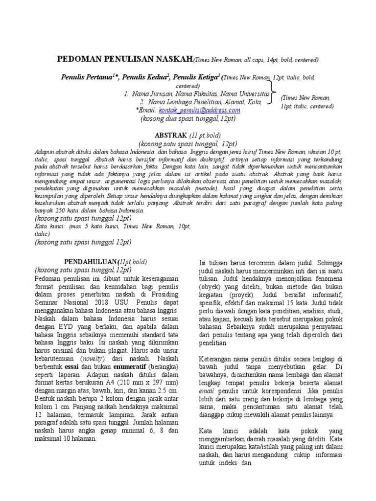 Pedoman Penulisan Naskah Full Paper | PDF