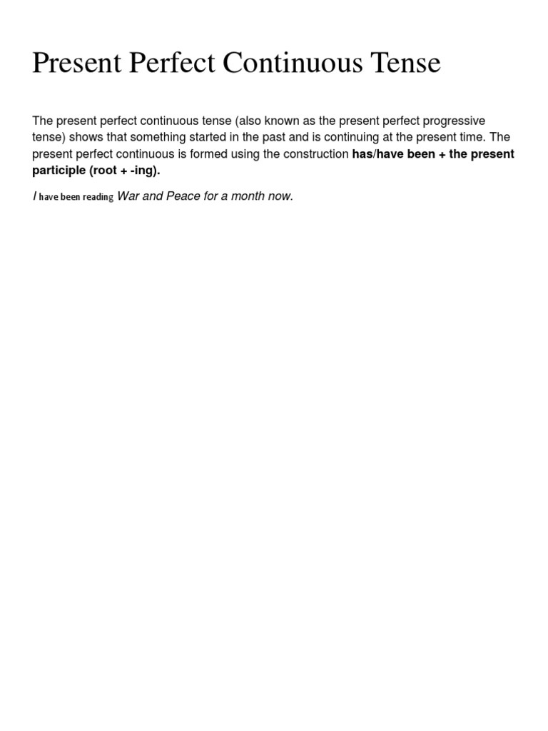 Present Perfect Continuous Tense: Participle (Root + - Ing) | PDF ...