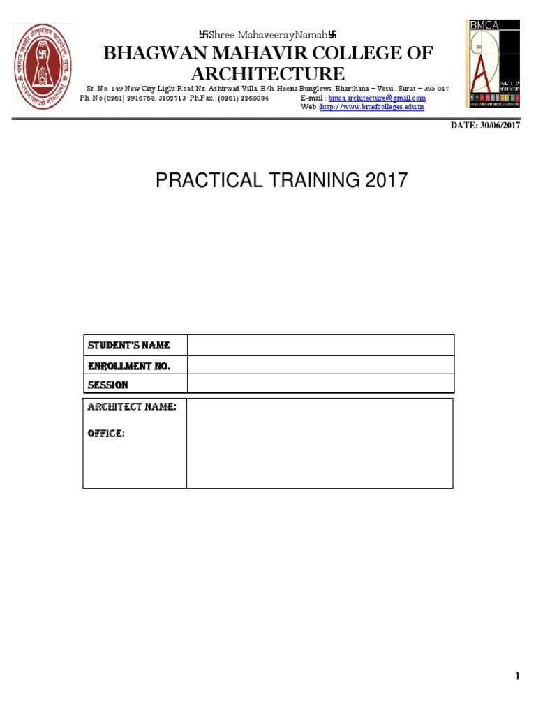 Practical Training Guidelines for B.Arch Students | PDF | Architect ...