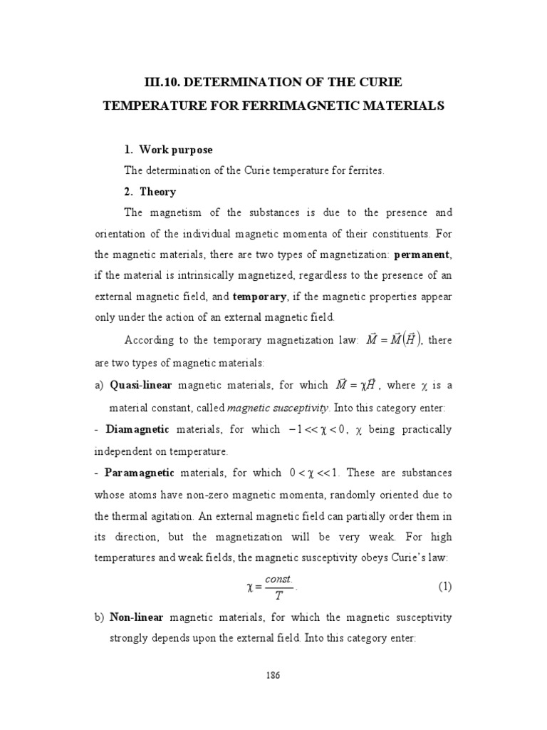 Curie Temperature Determination in Ferrites | PDF | Ferromagnetism ...