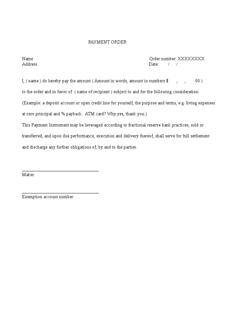 Payment Order Template | PDF
