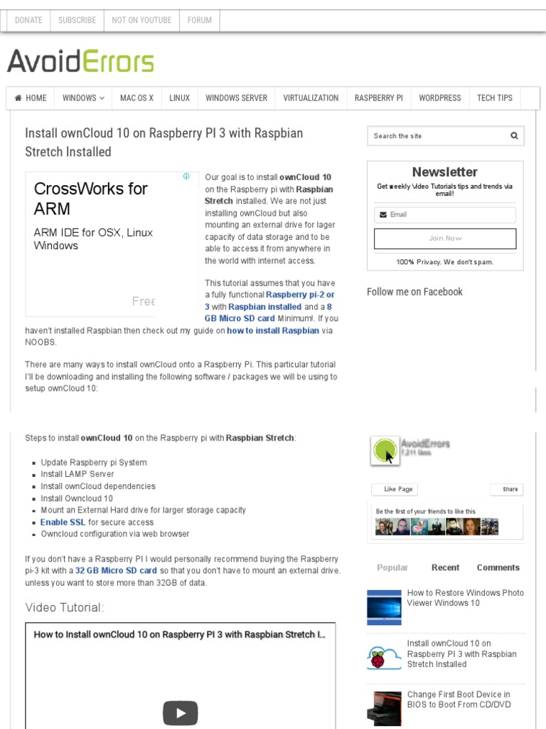 Install OwnCloud 10 On Raspberry Pi 3 With Raspbian Stretch Installed | PDF | Raspberry Pi ...