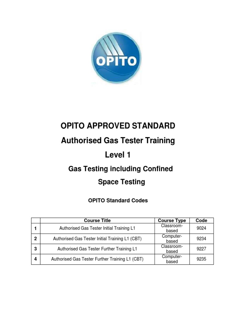 Authorised Gas Tester Training Level 1 Gas Testing Including Confined ...