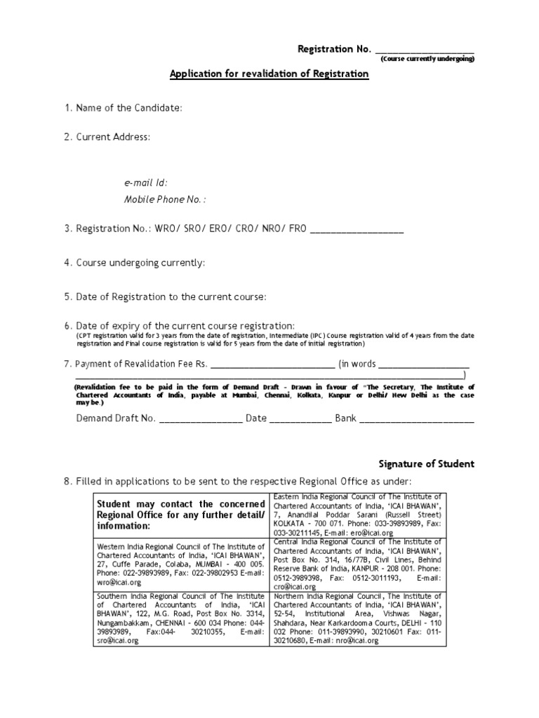 ICAI Revalidation Application Form | PDF | Government | Business