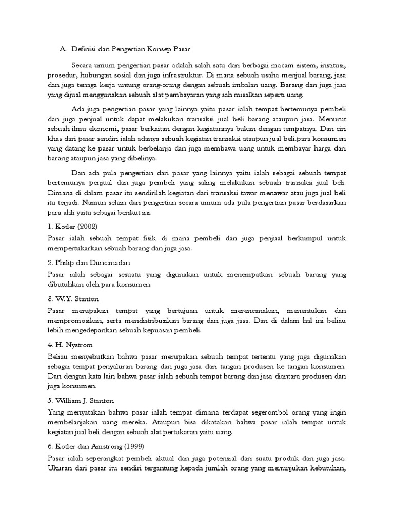 Definisi Dan Pengertian Konsep Pasar | PDF