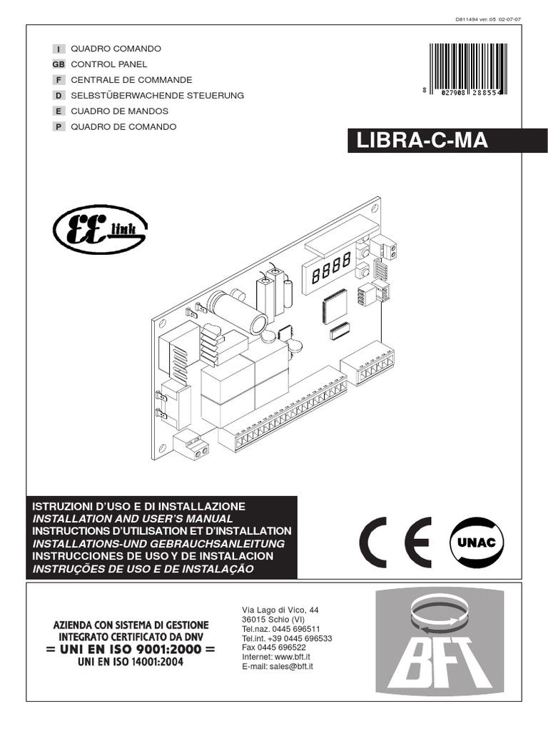 BFT Libra C Ma | PDF | Mains Electricity | Switch