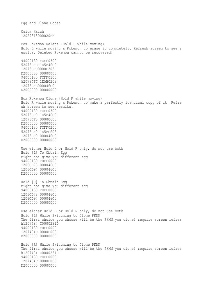Egg and Clone Codes | PDF