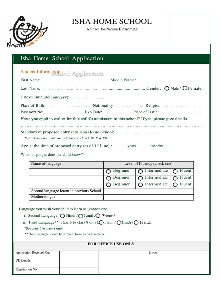 Isha Home School Admission Form | PDF | Contact (Law) | Child Custody