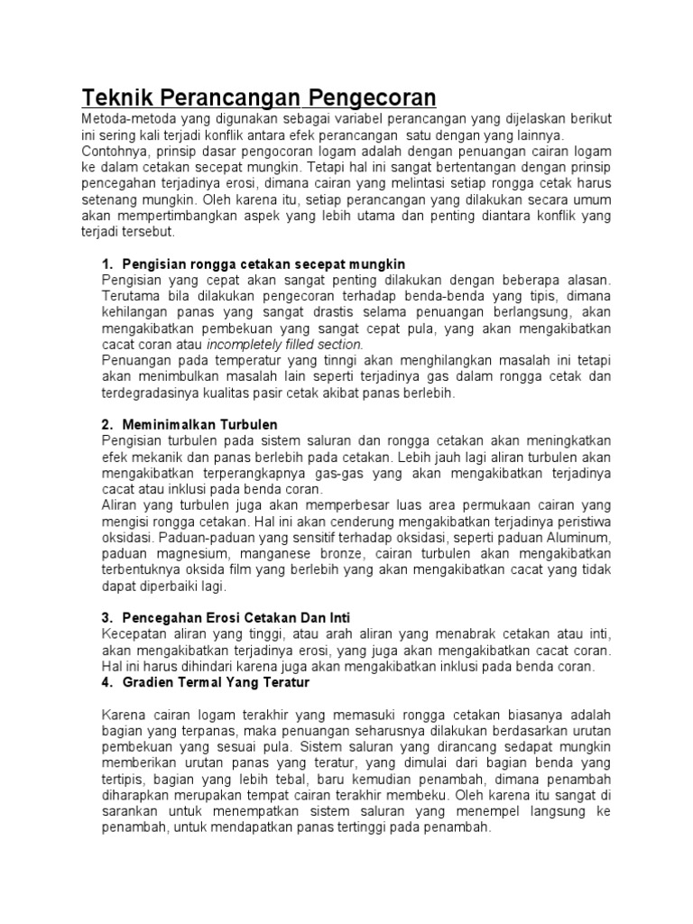 Teknik Pengecoran Logam | PDF